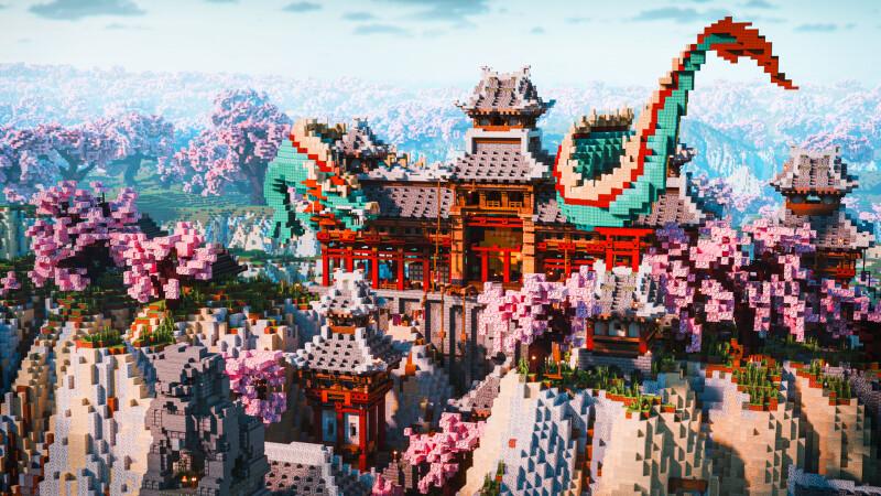 Cherry Mountain Temple by CrackedCubes | CHUNK - Minecraft Bedrock ...