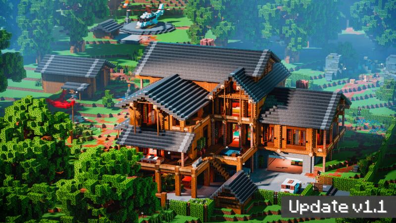 Rustic Log Mansion by CrackedCubes | CHUNK - Minecraft Bedrock ...