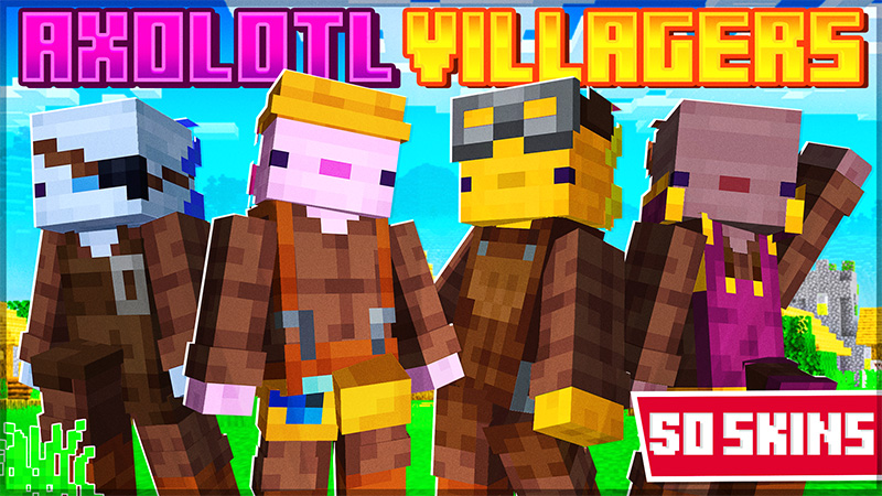 Axolotl Villagers by Fall Studios | CHUNK - Minecraft Bedrock Marketplace Explorer