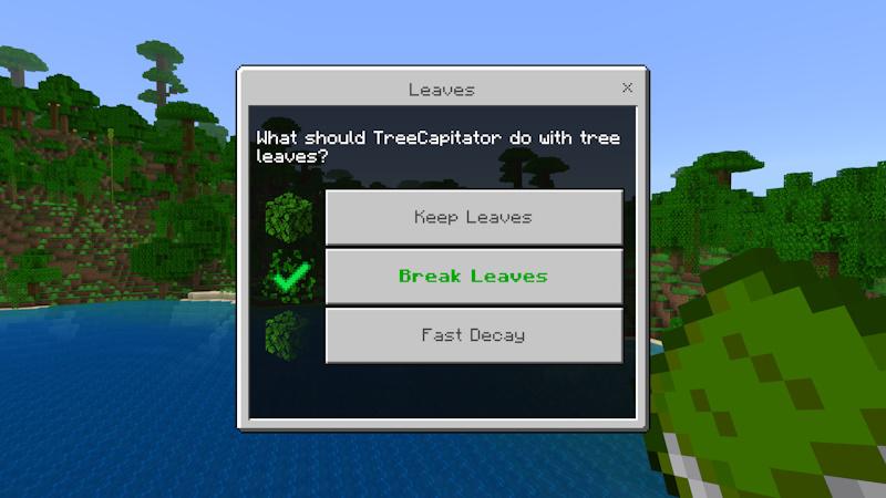 TreeCapitator Add-On by Hielke Maps | CHUNK - Minecraft Bedrock Marketplace Explorer