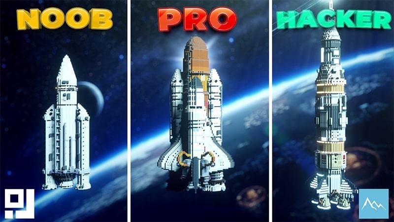 Noob Pro Hacker Rocket Edition By Inpixel Chunk Minecraft Bedrock