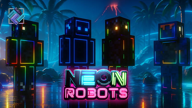 Neon Robots by PixelOneUp | CHUNK - Minecraft Bedrock Marketplace Explorer